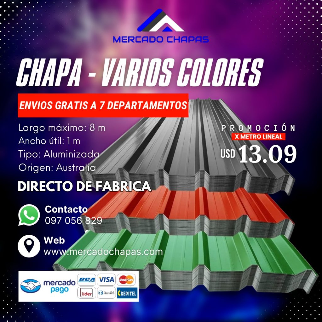 Chapa Color Trapezoidal o Acanalada Calibre 26 – Mercado Chapas