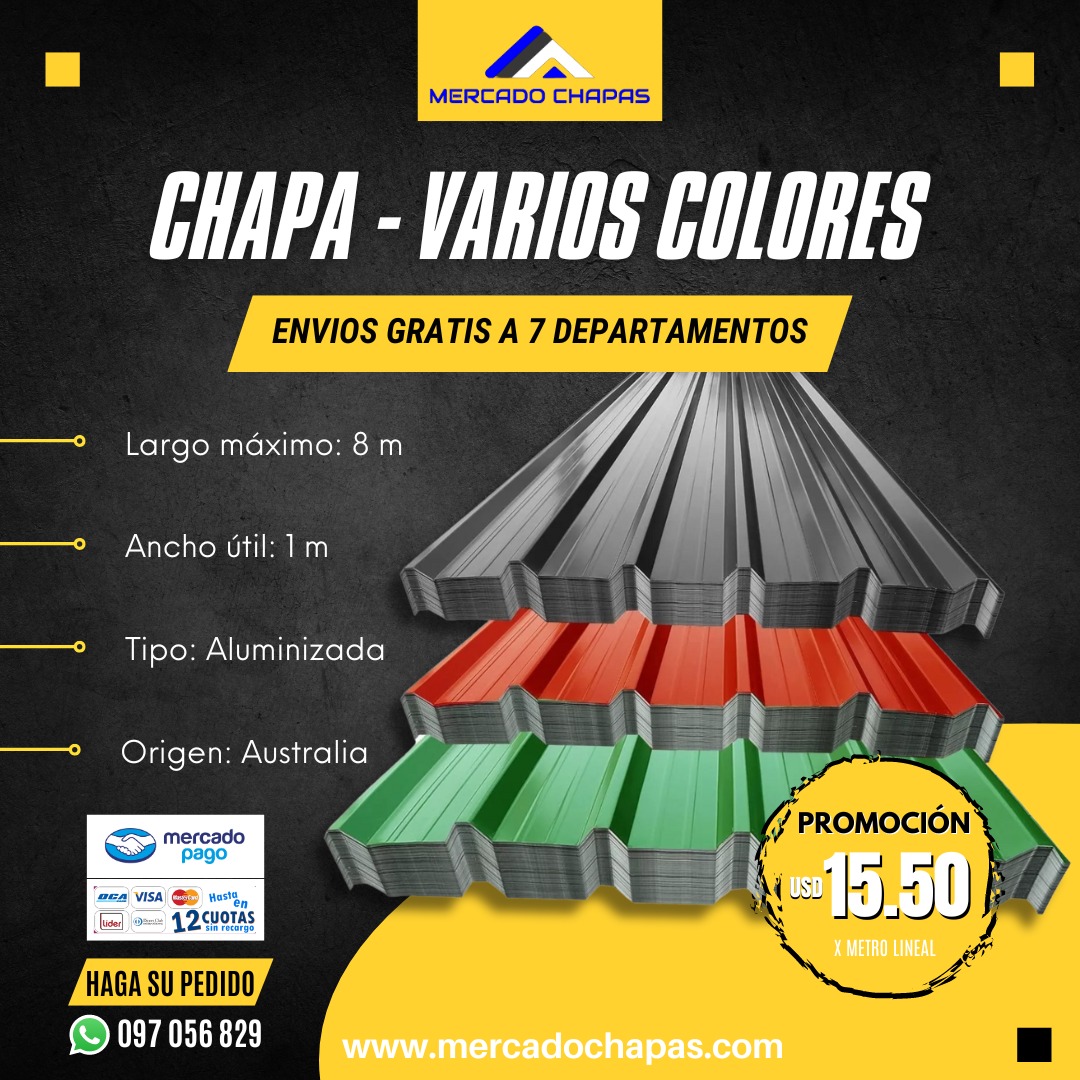 Chapa Color Trapezoidal o Acanalada Calibre 26 – Mercado Chapas